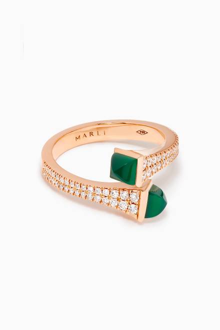 Shop Marli Rose Gold Cleo Diamond Statement Ring with Turquoise in 18kt ...
