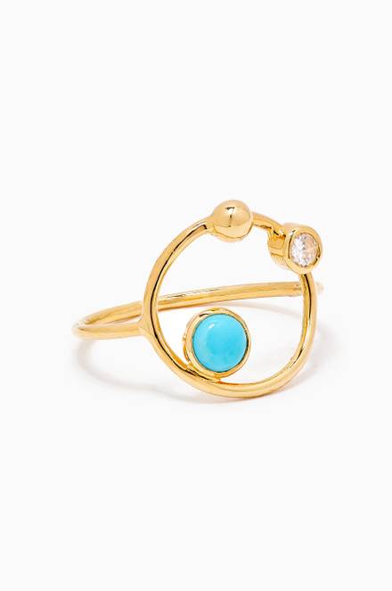 Shop Lillian Ismail Yellow Falak Round Malachite Ring in 18kt Yellow ...