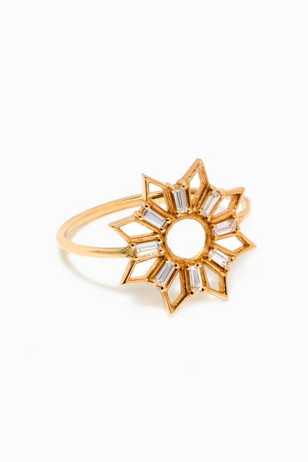 Shop Lillian Ismail Yellow Falak Round Malachite Ring in 18kt Yellow ...